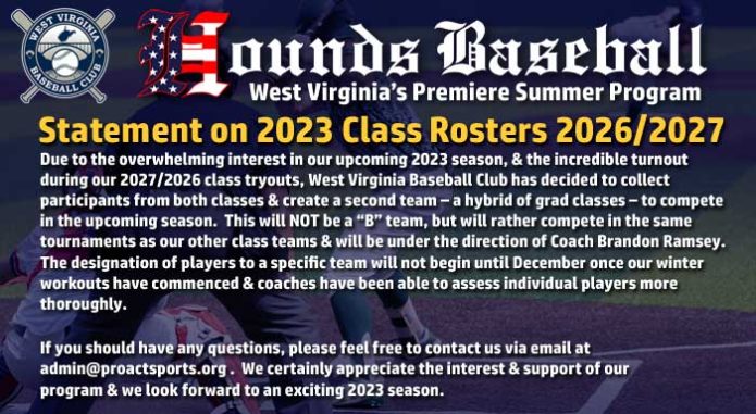 Hounds Baseball Class 2026/2027 Rosters